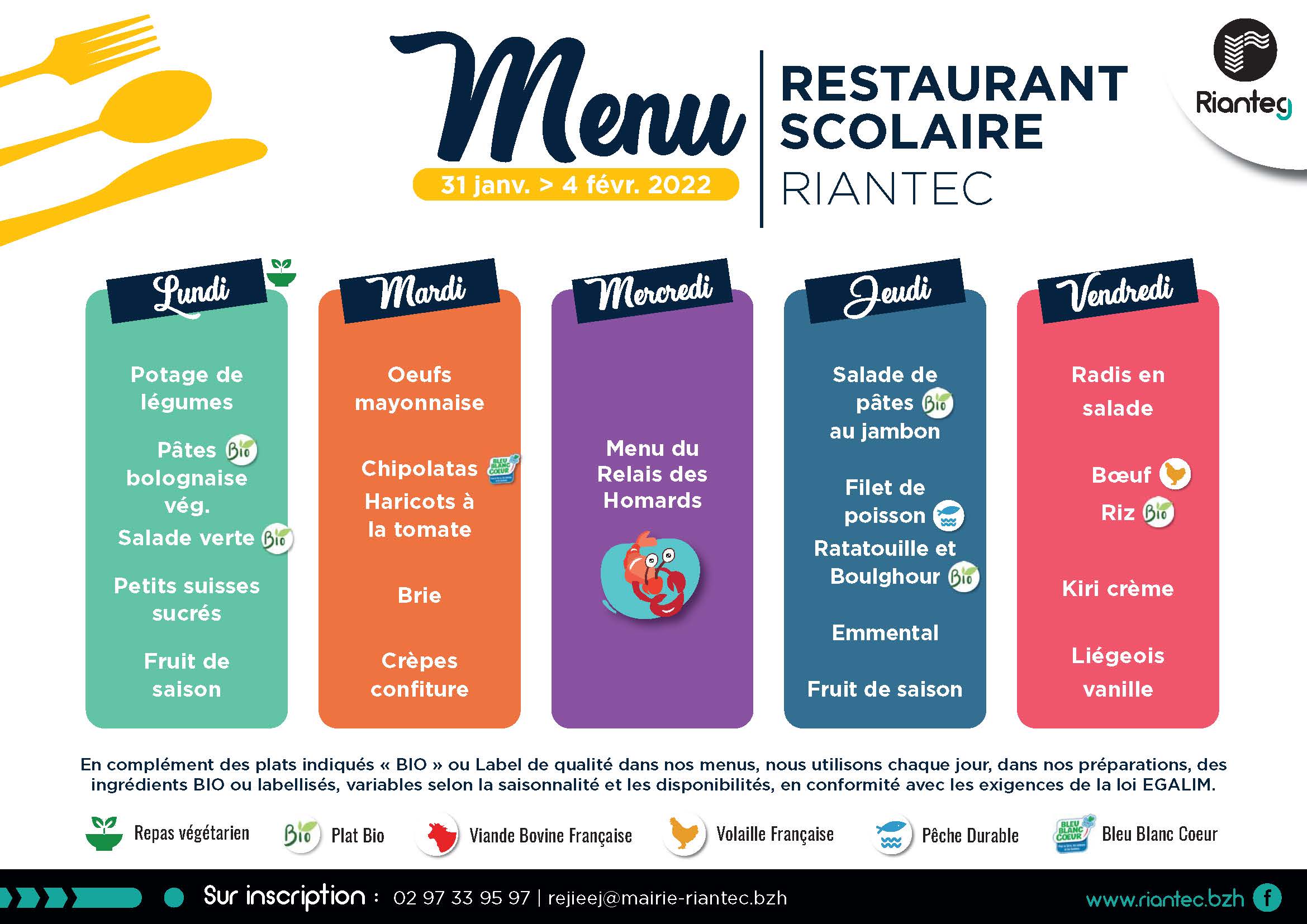 Les menus de la cantine pour le mois | Ecole Saint Joseph